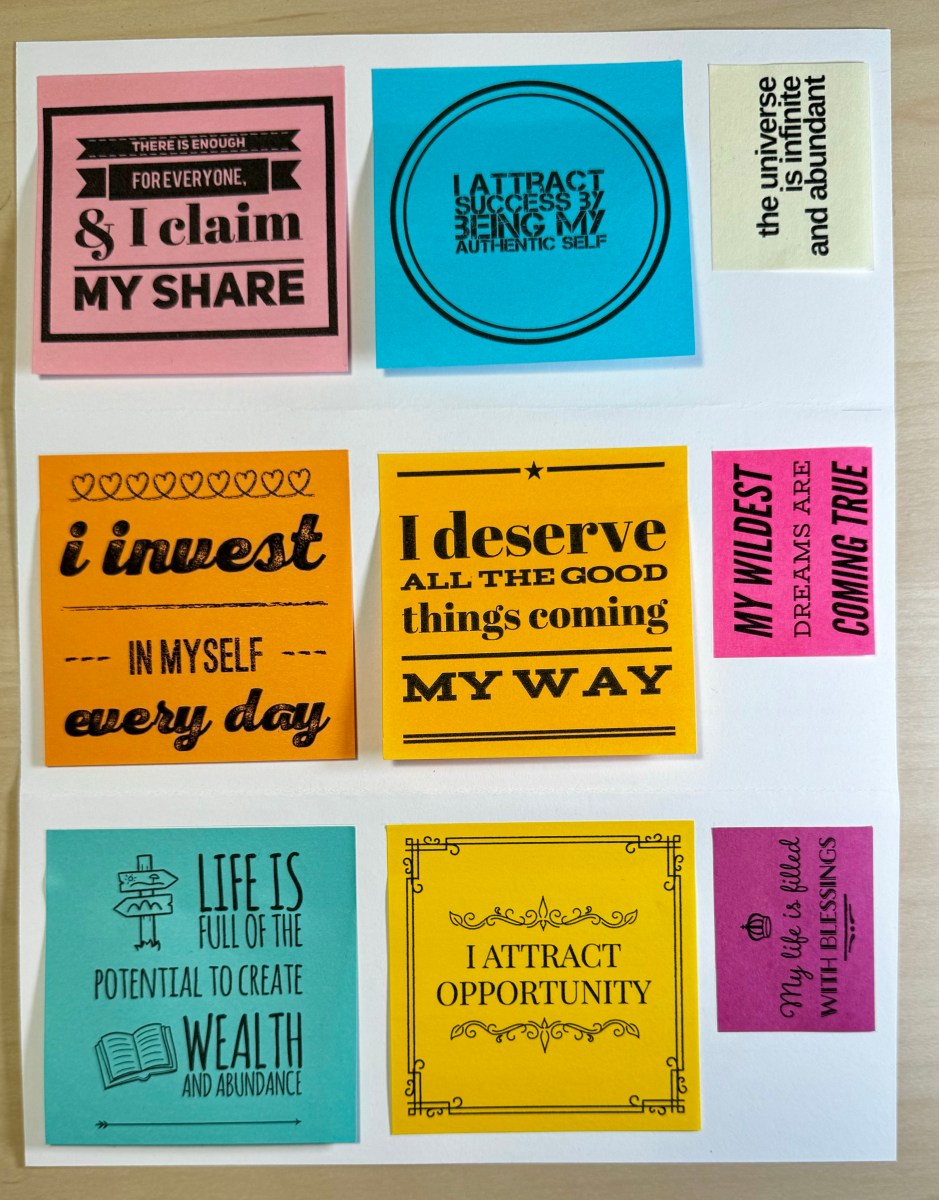 Post-it note affirmations, Set 2 – Notes For Learning